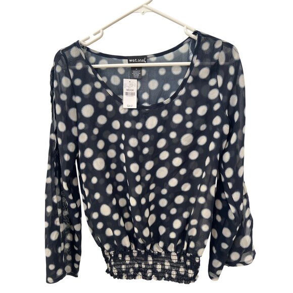 Wet Seal Tops Wet Seal Polka Dot Chiffon Blouse Womens M Sleeve